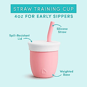 Munchkin® C’est Silicone! Open Training Cup with Straw for Babies and Toddlers 6 Months+, 4 Ounce, Coral
