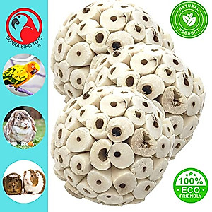 Bonka Bird Toys 1214 pk3 Sola Atta Balls Foot Beak Chew Forage Natural Organic Small Pet Ball