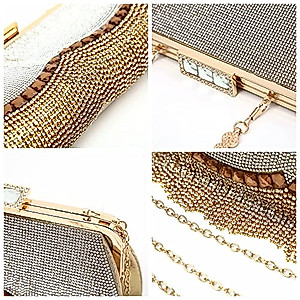 Ayliss Women Evening Clutch Purse Bag Crossbody Shoulder Handbags Top Handle Party Prom Wedding Crystal Rhinestone Tassel (Small, Golden)