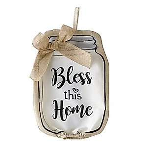Bless This Home Sentiment Country Mason Jar-Look Plastic Bag Dispenser