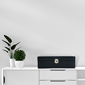 Decorebay Executive Leather Watch Box, Cufflink, Ring Storage Jewelry Box Organizer and Jewellery Box for Men (Crow)