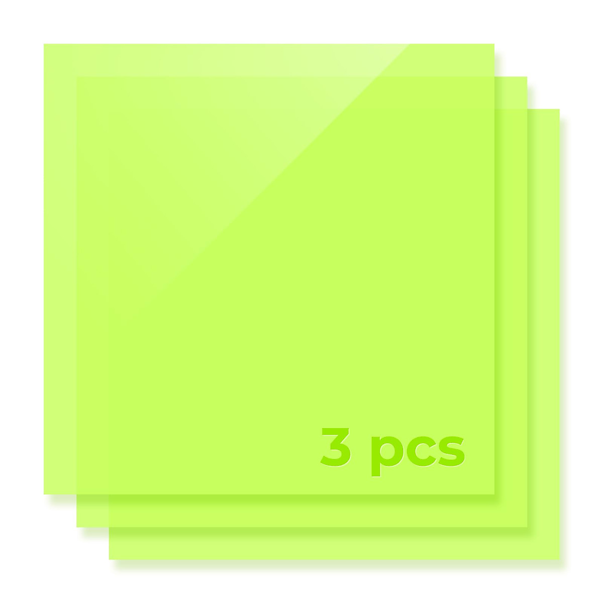 xTool Translucent Acrylic Sheets Fluorescent Green, 3 Packs 12" x 12" Plexiglass Sheets 1/8 Inch Thick, Glossy Acrylic Panels Plastic Sheets for Laser Cutting & Engraving Home Decor, Crafts, Sign, DIY