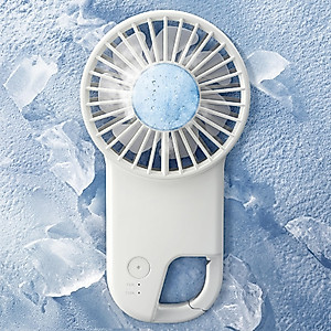Koonie Cooling Handheld Fan, Battery Operated Fan with Hook, 10 Hours, Ice Cooling Mode, 3 Wind Speed, Portable Pocket Fan for Travel Indoor Outdoor