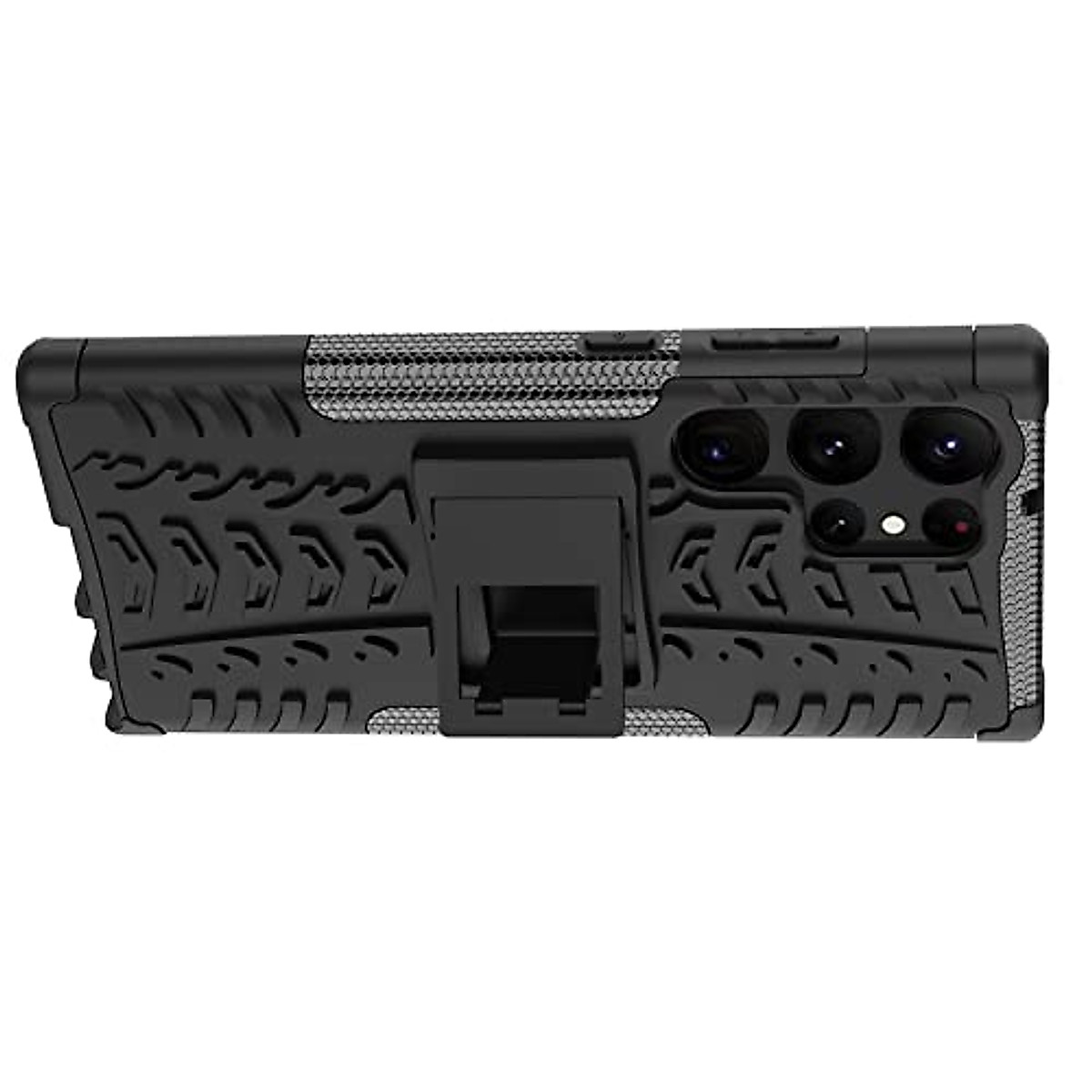 Folice for Galaxy S23 Ultra 5G Case, [Heavy Duty][Shockproof] Soft Rubber Hard PC Tough Dual Layer Protective Case with Kickstand for Samsung Galaxy S23 Ultra 5G (Black)