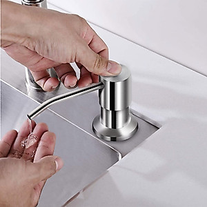 Soap Dispenser for Kitchen Sink, Brushed Nickel Countertop Soap Dispenser Pump, 47" Silicone Extension Tube Connect to The Soap Bottle Directly, Say Goodbye to Frequent Refills (Brushed Nickel)