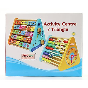 TOWO Activity Centre Triangle Toys - flip Flop Alphabet Blocks Abacus Clock - Activity Cube for Toddlers 5 in 1- Toys for Babies Montessori Learning-Wooden Toys for 1 Year Old