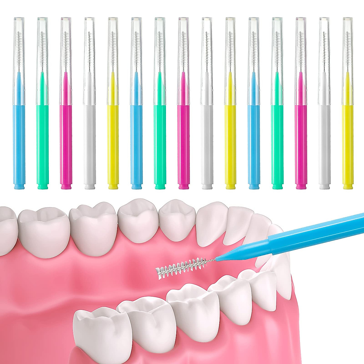 350 Pieces Braces Brush for Cleaner Interdental Brushes Kit Flosser for Braces Dental Braces Cleaner Braces Floss Picks Flossing Head Oral Dental Hygiene Flosser Tooth Cleaning(Vivid Colors)