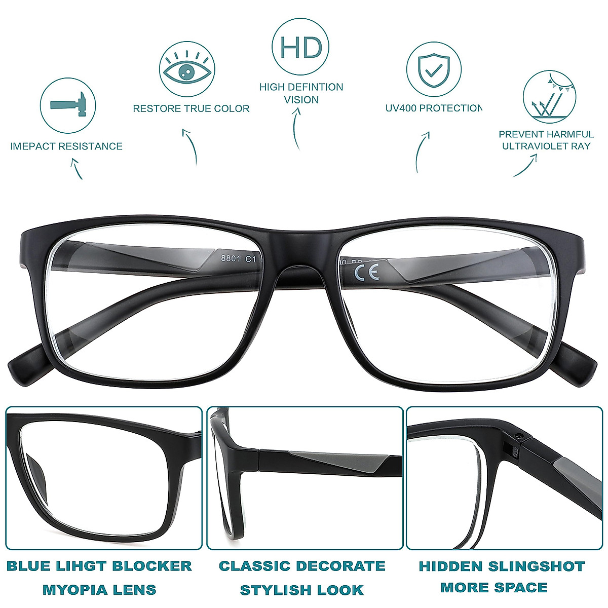 JCUANGR Distance Nearsighted Glasses For Men,Women Near Sighted Vision Driving Farsighted Eyeglasses,Lentes De Miopia Para Hombre,Mens Nearsight See Far Sight Blue Light Computer Eye Glass -1.5
