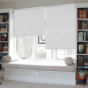 LUCKUP Blackout Cordless Roller Shades for Windows, Room Darkening Free-Stop Pull Down Rolling Blinds, Waterproof Thermal Insulated Window Shades for Home & Office, White, 34" W x 72" L