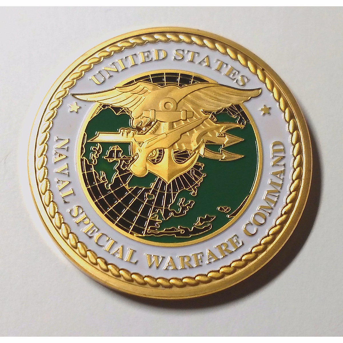 Navy Seal Team Sea, Land, Air Naval Special Warfare Command Colorized Challenge Art Coin