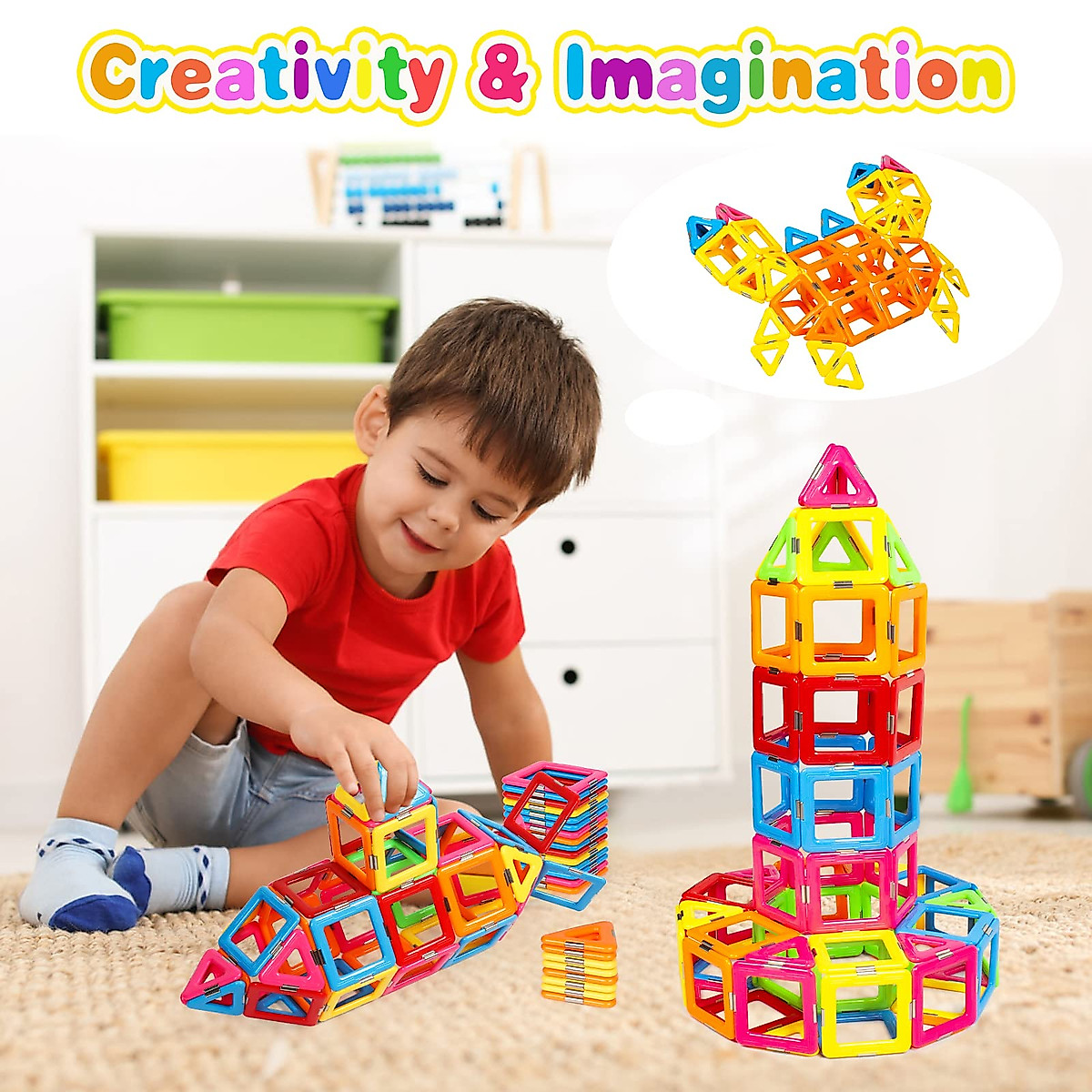 idoot Magnetic Tiles STEM Sensory Building Toys for 3+ Year Old Girls Boys Preschool Classroom Must Haves Educational Toddler Game