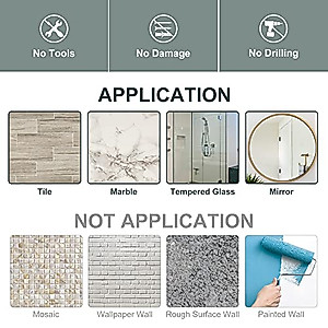 Gulex 2 Pack Adhesive Shower Caddy Shower Shelves with Hooks, No Drilling Stainless Steel Shower Shelf Bathroom Organizer