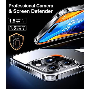 TORRAS Military Diamond Clear iPhone 13 Pro Max Case, [10FT Military Grade Drop Tested] Shockproof Protective Anti-Scratch Hard Back Non-Slip Silicone Bumper Slim Phone Cases iPhone 13 Pro Max, Clear