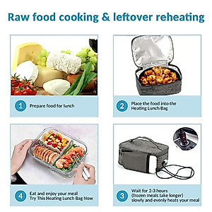 Taiping Lake Portable Oven Heated Lunch Box Personal Mini Oven Food Warmer Lunch Box for Car Office Home Kitchen Travel Outdoor Camping Picnic Family Gathering, 1 Heated Bag,Battery Not Include, Gray
