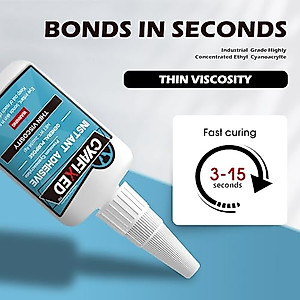 CYAFIXED Strong Cyanoacrylate (CA) Super Glue, Penetration Fast Thin Viscosity Instant Adhesive, 2 oz. (56.8 Grams) - CA Glue for Plastic, Wood, Metal, Hobby Models and Stabilizing Cracks