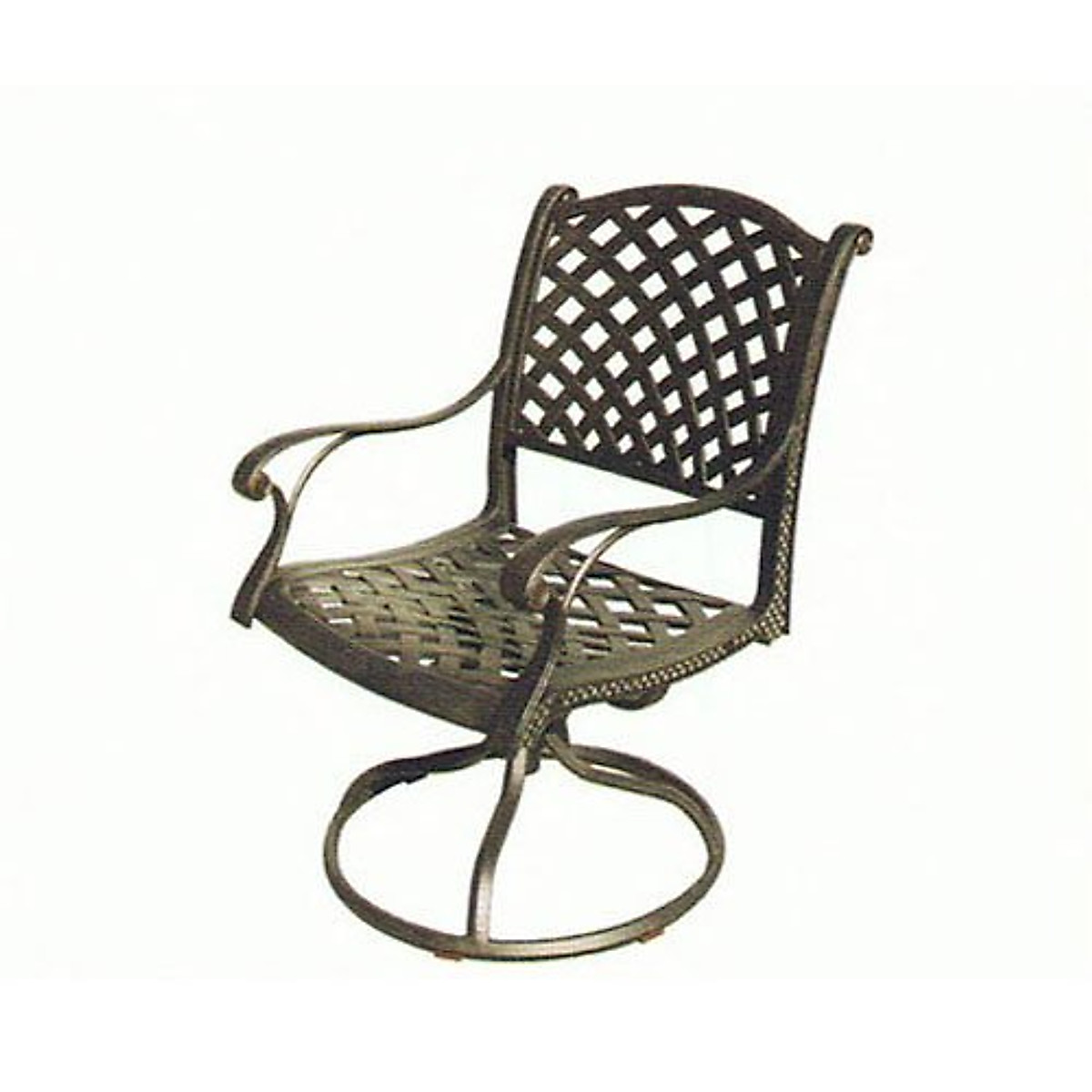 Nassau Outdoor Patio 4 Swivel Rocker Dining Chairs Dark Bronze Cast Aluminum, Walnut Cushions