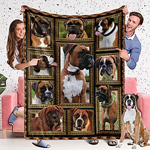 Boxer Dog Blanket for Dog Lover, Fleece Throw Blanket for Couch Super Soft Cozy Bed Blanket Lightweight Plush Fuzzy Blankets and Throws for Sofa, 50 x 60 Inch
