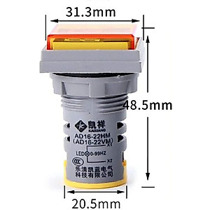 Szliyands Digital Display AC Hertz Indicator, 22mm Square Head LED Hertz Test Instrument 0Hz~99Hz Hertz Meter Monitor (Red)