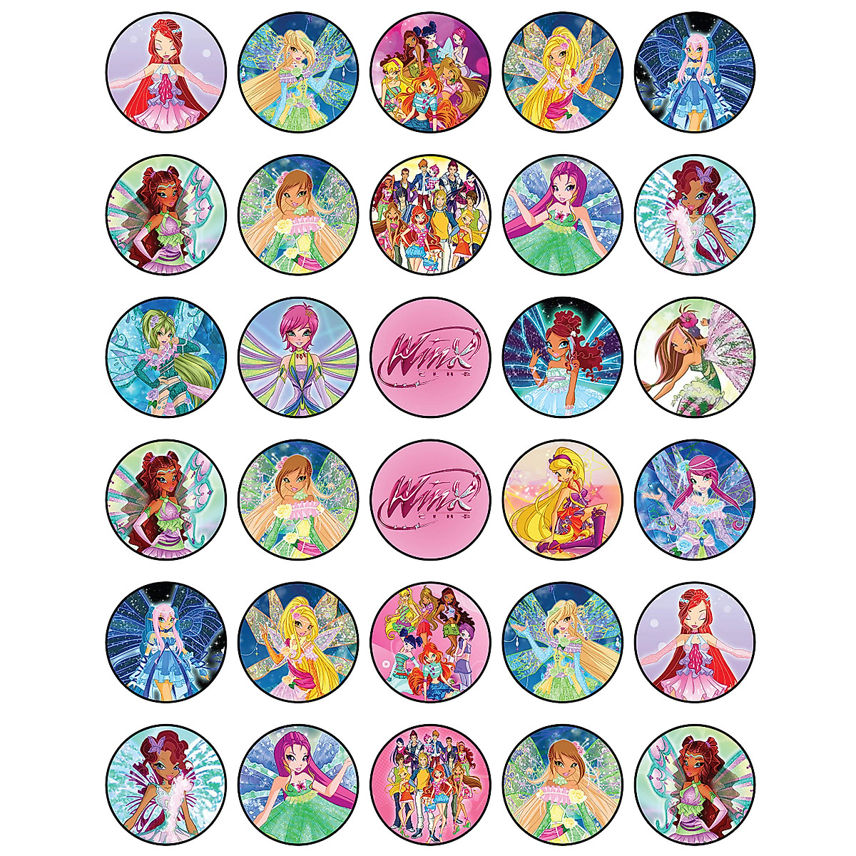 30 x Edible Cupcake Toppers Themed of Girl Pink Club Collection of Edible Cake Decorations | Uncut Edible on Wafer Sheet
