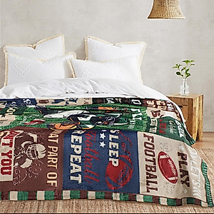 Poekuao Large Football Throw Blanket for Football Lovers, Football Gifts for Boys, Football Blankets, Gifts for Coach Football Fan on Birthday