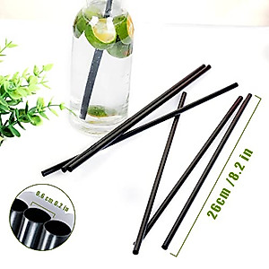 Black Straws,100 Pcs Long Disposable Plastic Drinking Straws. (0.23''diameter and 10.2"long)-Black
