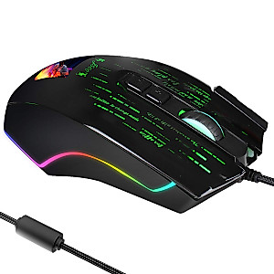 iFCOW Gaming Mouse with Screen Display 6400DPI RGB Backlight USB Game Mouse for Desktop Laptop PC
