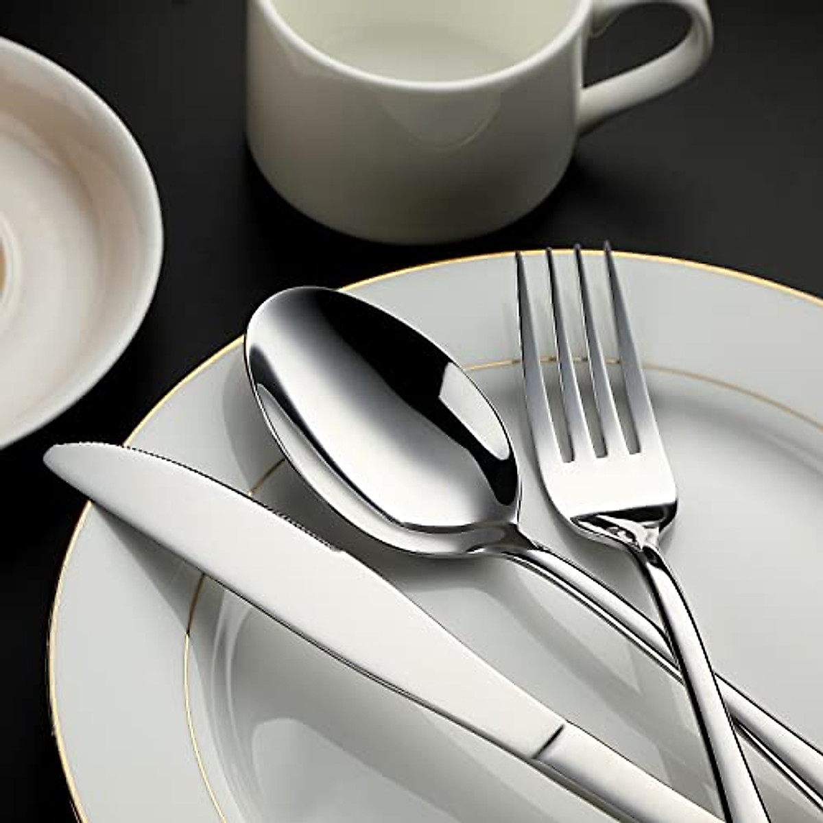 Dinner Forks Set of 8, Stainless Steel Silverware Forks 8-Piece, Modern Flatware Cutlery Forks, Mirror Polished and Dishwasher Safe, 8.05 Inches