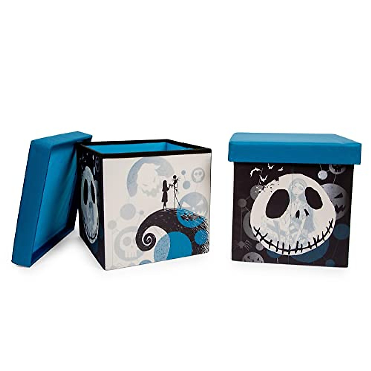 Disney The Nightmare Before Christmas Jack & Sally 15-Inch Storage Bin Cube Organizers, Set of 2 | Fabric Basket Container, Cubby Closet Organizer, Home Decor for Playroom | Gifts and Collectibles