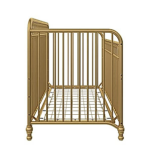 Little Seeds Raven 3-in-1 Convertible Metal Crib, JMPA Certified, Gold
