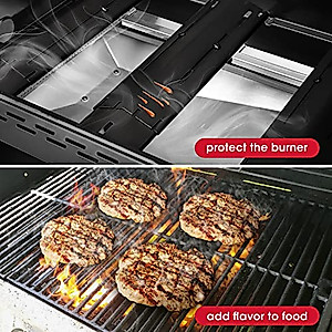 Unicook Universal Replacement Heavy Duty Adjustable Porcelain Steel Heat Plate Shield, Heat Tent, Flavorizer Bar, Burner Cover, Flame Tamer for Gas Grill, Extends from 11.75" up to 21" L, 4 Pack