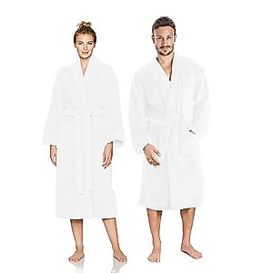 STF Linen Shawl collar Bathrobe Unisex Pack of One Pc, Cotton Robes, Terry Cloth Robes, Towel Bathrobe, Lightweight, Spa Robes