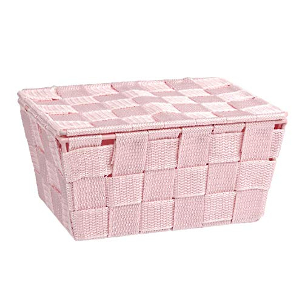 WENKO Storage Basket Adria with lid in Pink, PP, 19 x 14 x 10 cm