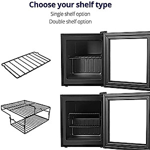 Northair Compact Mini Freezer with Glass Display Door - 2.1 Cu Ft with 2 Removable Shelves - Quiet Upright Freezer - 7 Temperature Settings - Black