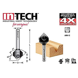 Amana Tool - RC-45711 In-Tech Insert Carbide V Groove 90 Deg x 11/16 Dia x 21/64 x 1/4 Inc