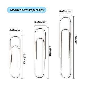 700 Paper Clips,Medium and Jumbo Size,Paperclips for Office School and Personal Use(28 mm,33mm,50 mm) (Silver)