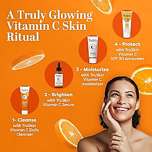 TruSkin Vitamin C Moisturizer Face Cream – Brightening, Anti Aging, Hydrating, Skin Wrinkle Cream – Vitamin B5, Vitamin E, Jojoba Oil, Aloe Vera & Green Tea, 1.7 Fl Oz