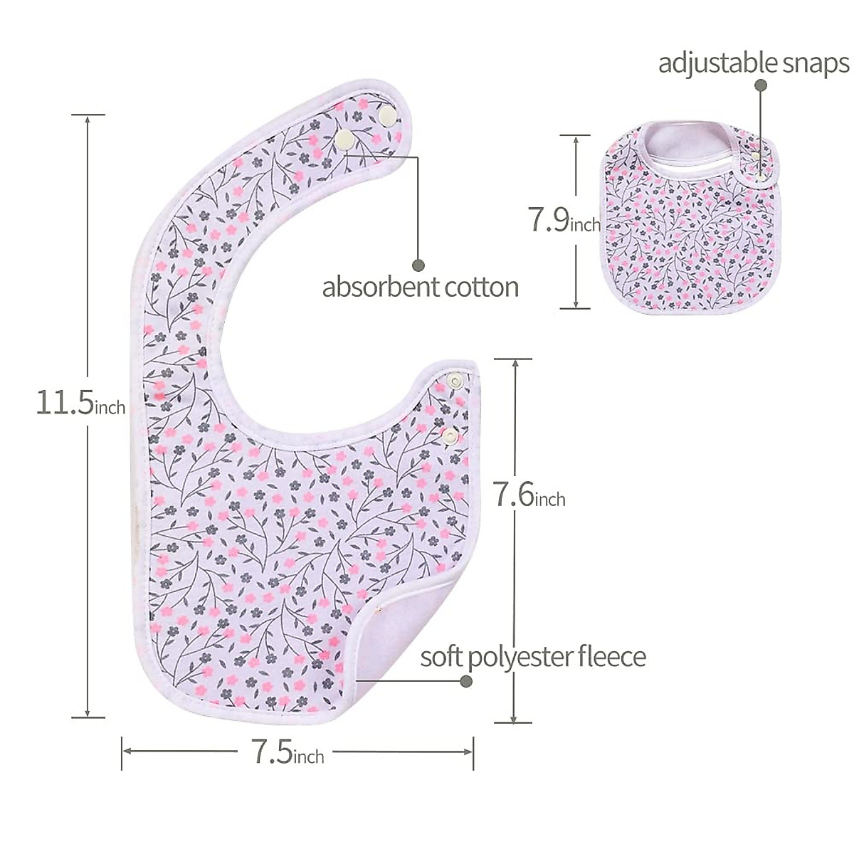 Gelisite 7 Pack Baby Cotton Absorbent Bibs for Drooling Teething