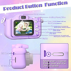 OAEBLLE Kids Camera Toddler Camera for Girls, Christmas Birthday Gifts for Girls Age 3-6, Kids Digital Camera for 7 8 9 10 11 12 Year Old, Selfie Camera for Girls Kids, 32GB TF Card (Purple)