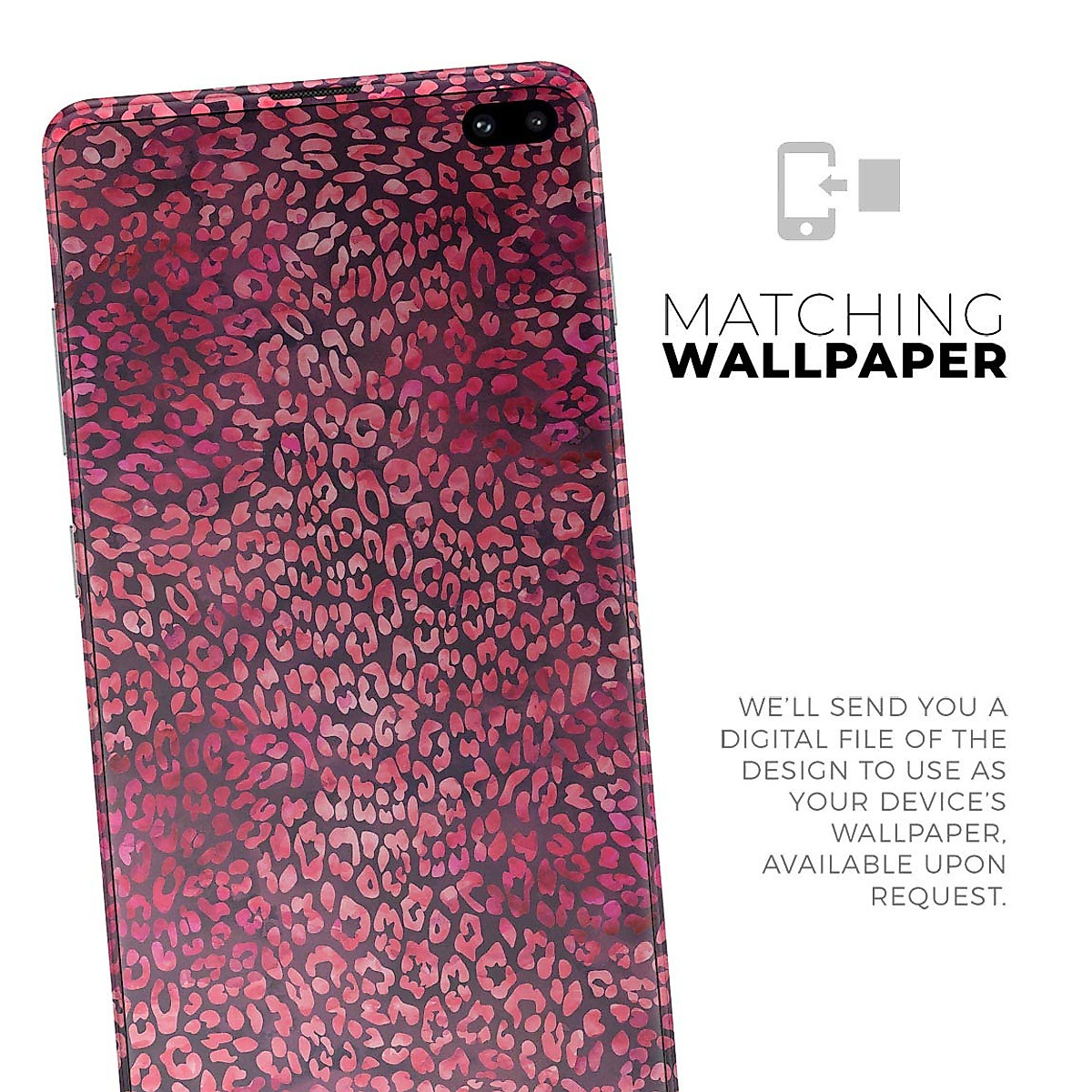 DesignSkinz Red Watercolor Leopard Pattern Protective Vinyl Decal Wrap Skin Cover Compatible with The Samsung Galaxy S20 (Screen Trim & Back Glass Skin)