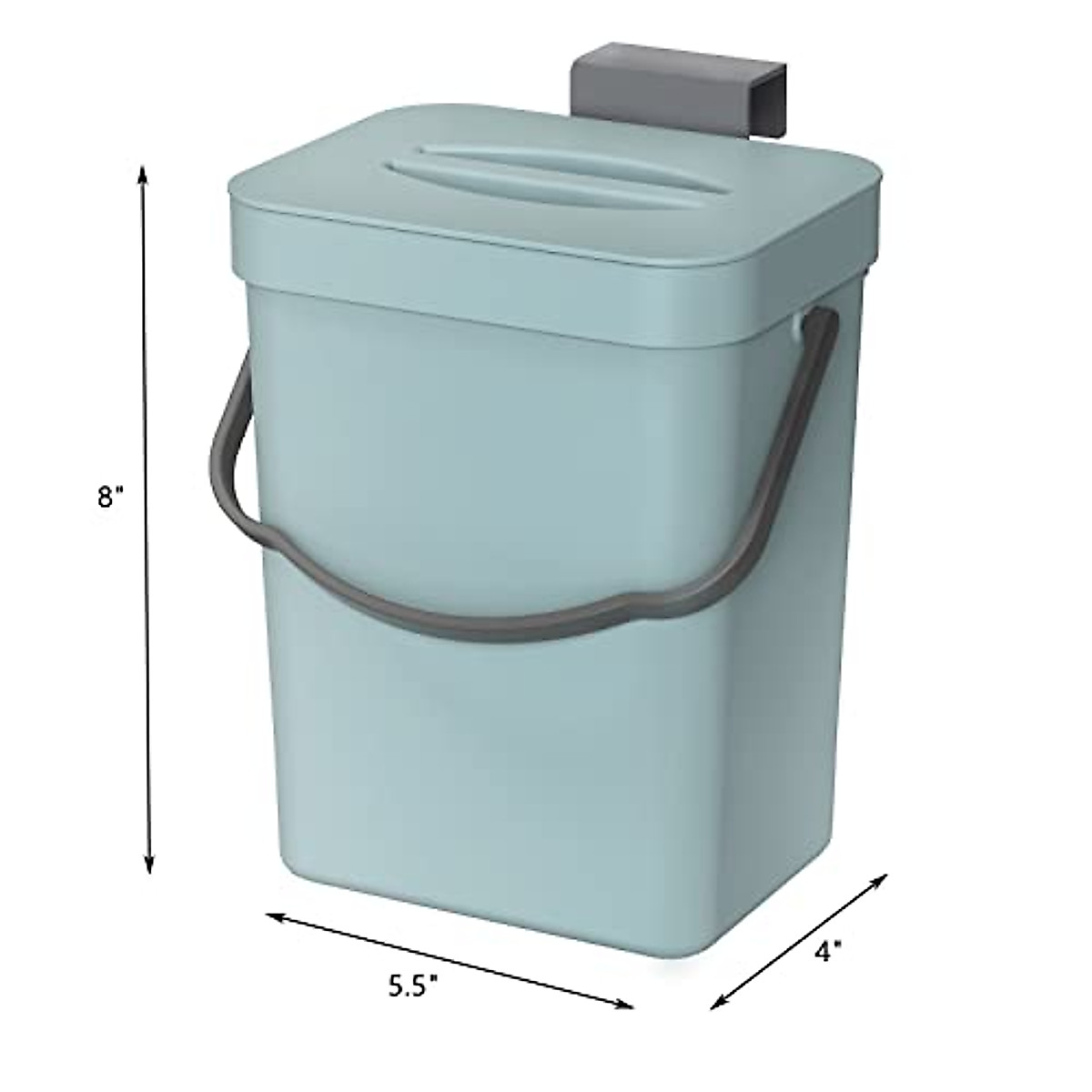 Frcctre 2 Pack Plastic Waste Bin, 3L/0.8 Gal Wall Mounted Garbage Can, Small Compost Bin with Lid for Kitchen Cabinet Door, Counter Top, Under Sink, Bedroom, Bathroom, White+Blue