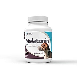 K9 Choice 3 mg Melatonin - Adrenal Support and Sleep Support for Dogs - 120 Peanut Butter Flavored Melatonin Tablets Dogs Love!