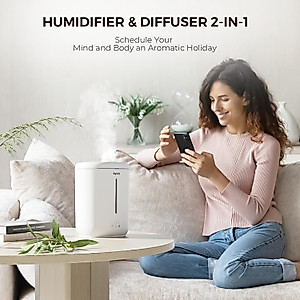 Syvio Humidifiers for Bedroom Large Room, Easy to Clean Humidifier Ultrasonic & Essential Oil Diffuser, Room Humidifier for Bedroom Baby Plant Cool Mist, Top Fill, Quiet, 360° Nozzle, Auto Off, 2.8L