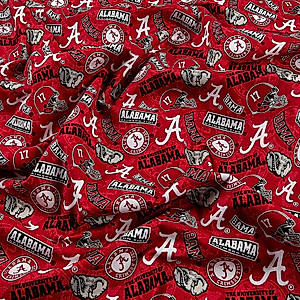 NCAA Alabama Crimson Tide 1178 Tone on Tone Red/White/Gray/Black, Fabric by the Yard
