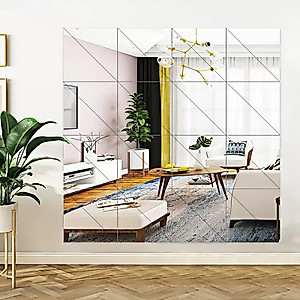 YUZUCMCM 8 pcs Triangular Mirror Tiles Acrylic Flexible Plastic Mirror Sheets Wall Mounted Mirrors Frameless Full Body Mirror Tiles for Bedroom Home Gym Bathroom