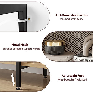 IDEALHOUSE 6 Tier Bookshelf with Storage, 71.3 Inch Tall Industrial Book Shelf with Open Display Bookshelves, 6 Shelf Bookcase with Metal Frame for Living Room, Bedroom and Home Office-Burlywood