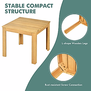 Tangkula Outdoor Square Side Table, Oversize Adirondack Side Table, Acacia Wood Frame w/Oil Finished, All-Weather, Indoor Outdoor Patio Poolside End Table, Weight Capacity 220lbs, 18 x 18 x 16 Inch