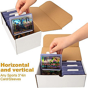 BIU-BOOM Card storage box with the Trading Cases, Toploader full lid-Corrugated case, fits Baseball Cards, Football, Basketball, Sticker Labels+8pcs Dividers (10 PACK, Small), WHITE