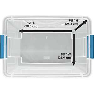 Sterilite 19324306 20 Quart/19 Liter Gasket Box, Clear with Blue Aquarium Latches and Gasket, 6-Pack
