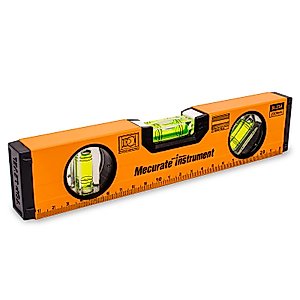 Mecurate Instrument Level Tool, 9 inch, 230mm, Metric&Inch Double Scale Magnetic Torpedo Level and Ruler