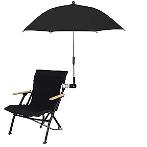 LFDecor Chair Umbrella with Clamp, Adjustable Beach Universal, UV Protection Sunshade for Patio, , Stroller, Sport, Wheelchair and Wagon, black, 21.7 inch